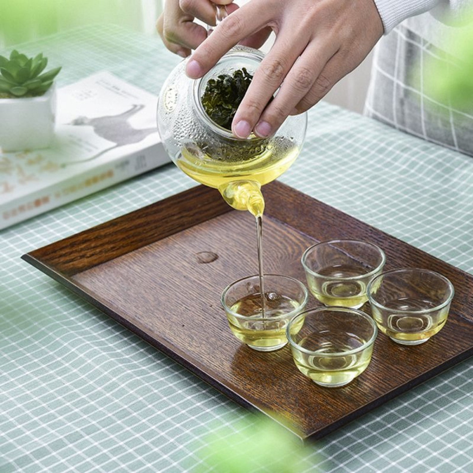 Wooden Tea Tray Serving Table Plate Snacks Food Storage Dish | Etsy