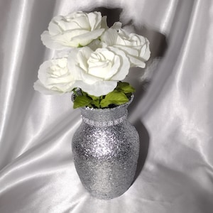 Silver Glitter Vase 8", Special Occasions, Home Decor, Centerpiece ...