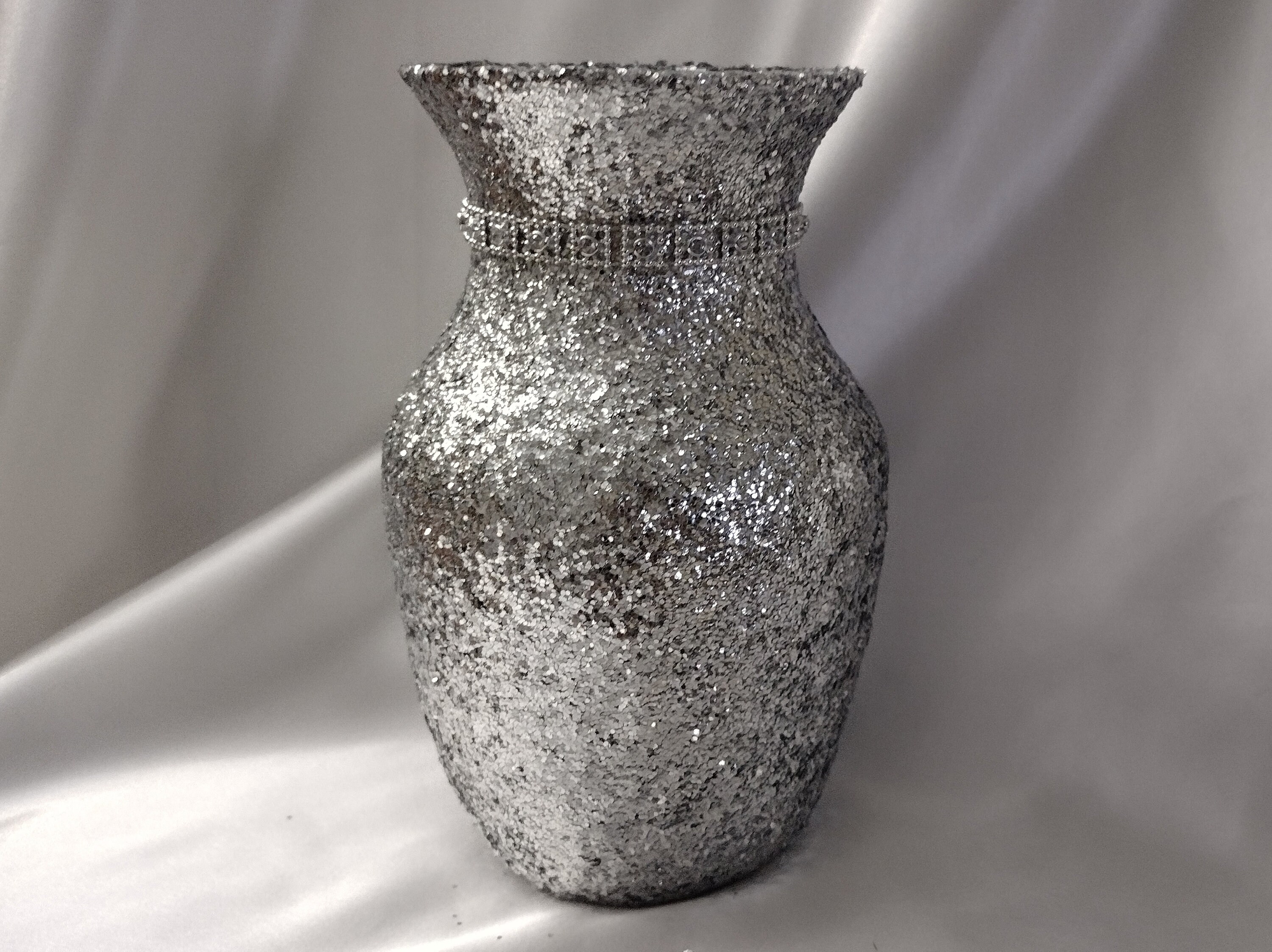 Silver Glitter Vase 8", Special Occasions, Home Decor, Centerpiece ...