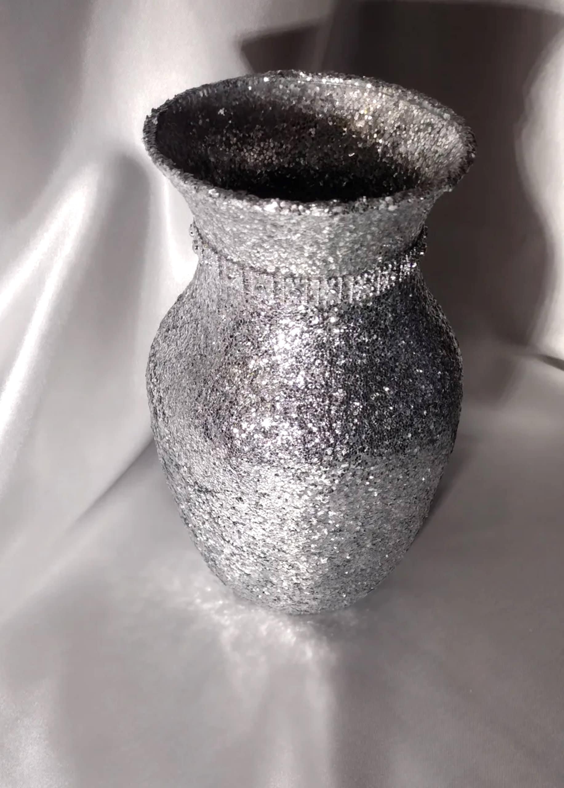Silver Glitter Vase 8", Special Occasions, Home Decor, Centerpiece ...