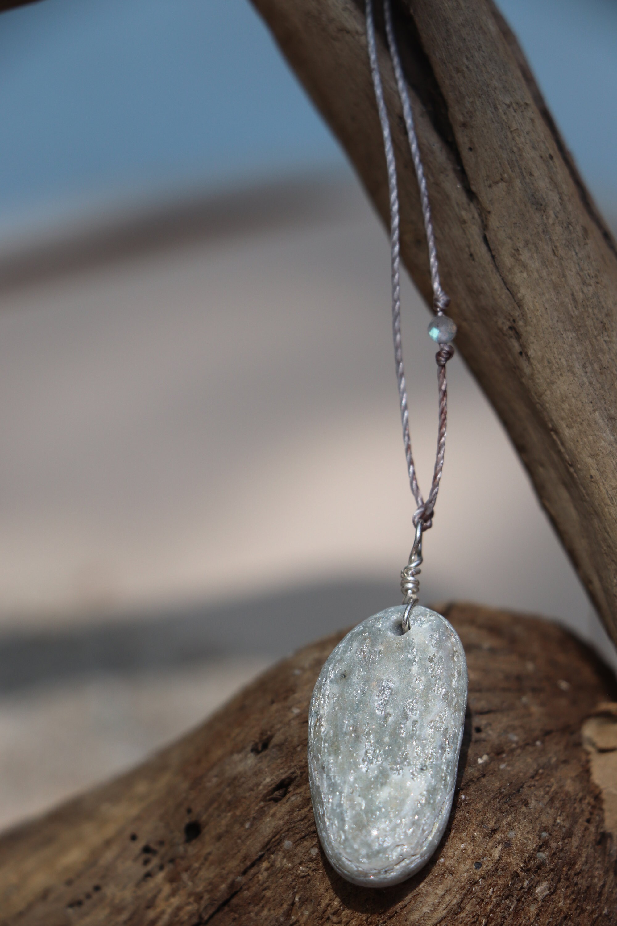 Long Oval Sparkly Found Beach Pebble Pendant, With Sterling Silver Wire ...