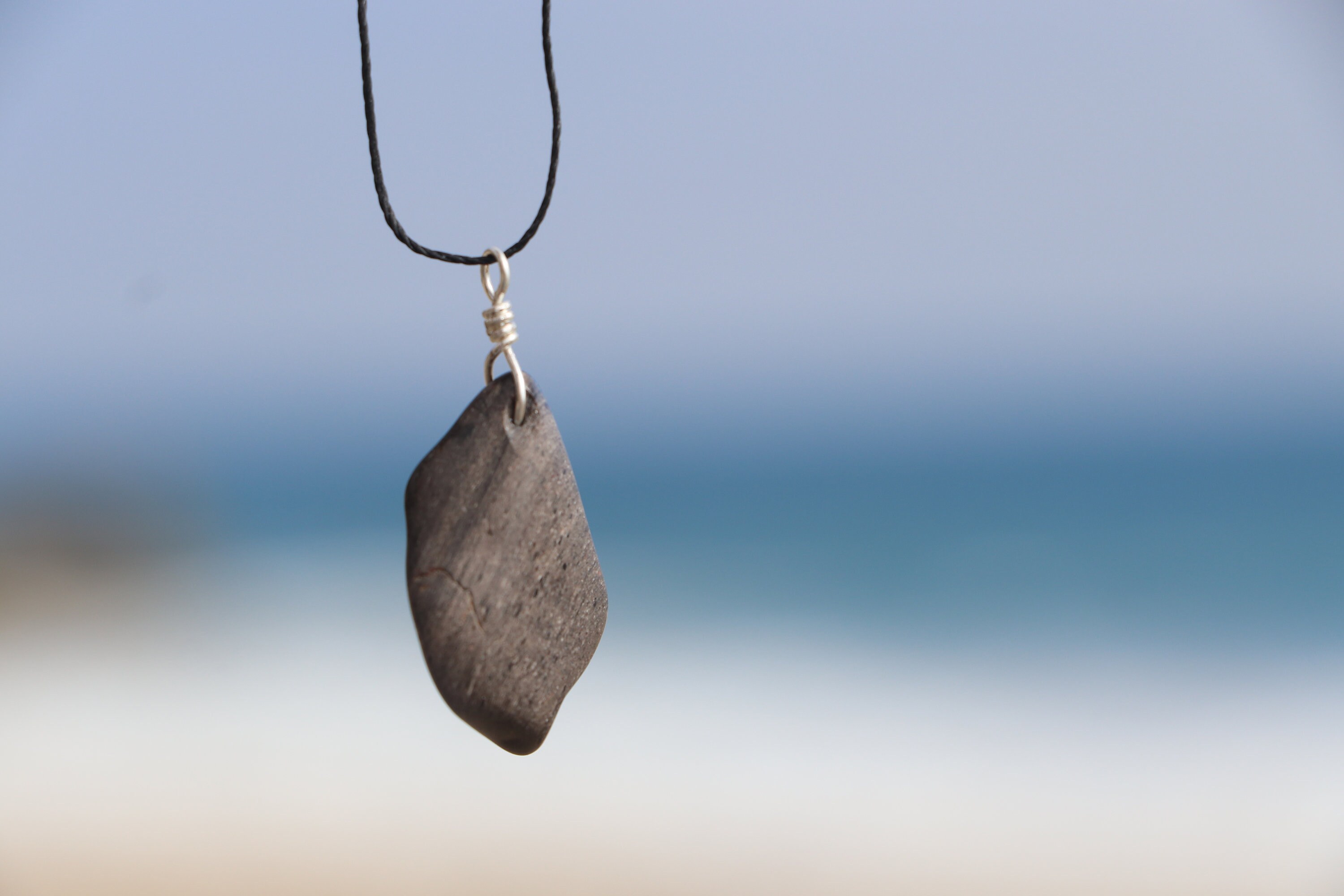 Curved and Striated Brown Beach Pebble Pendant Brown W/black - Etsy