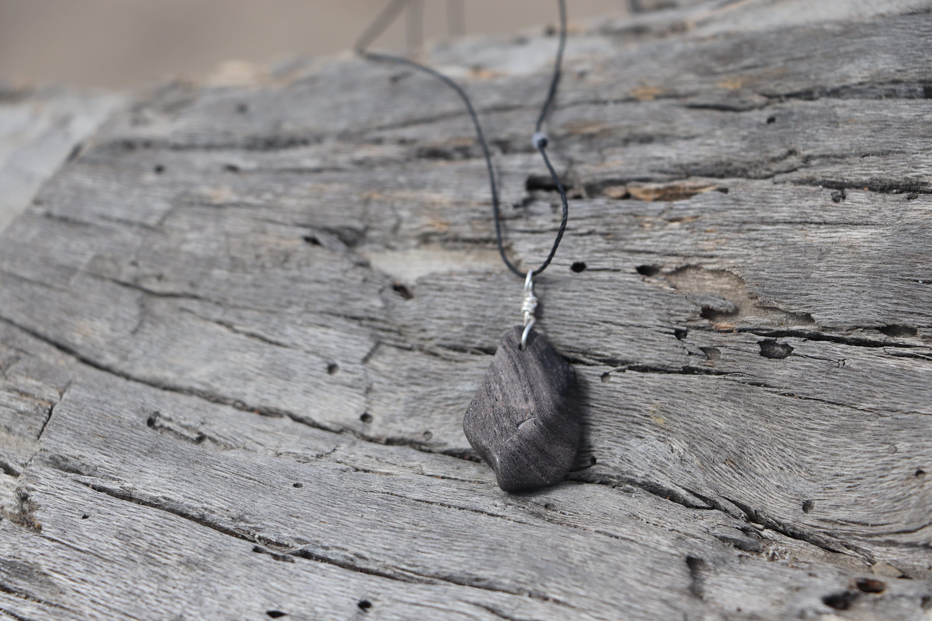 Curved and Striated Brown Beach Pebble Pendant Brown W/black - Etsy