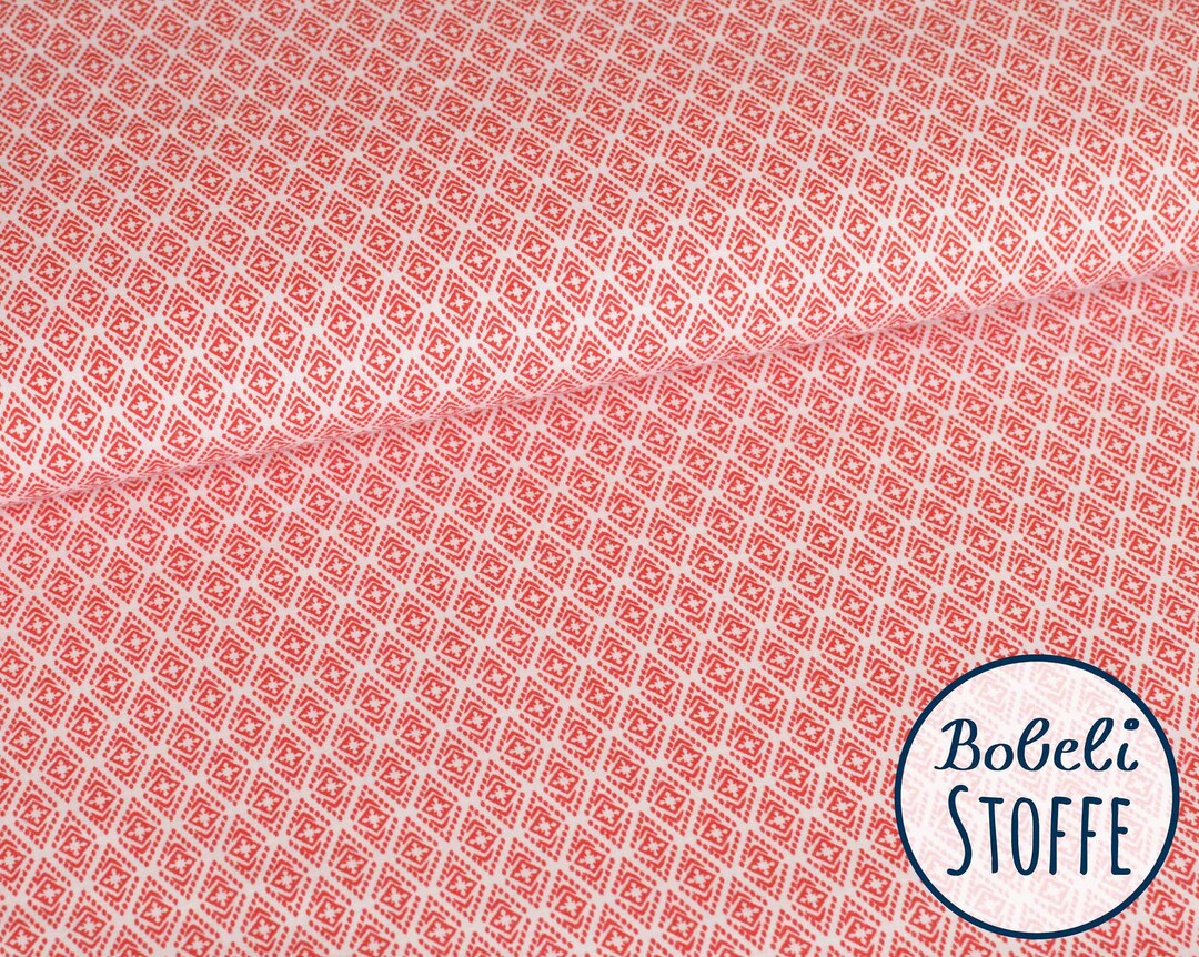 Hilco Cotton Fabric Poplin hilde Red Diamonds - Etsy UK