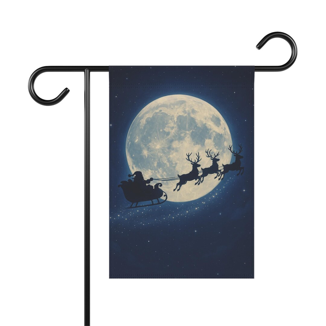 Santa Sleigh Moonlight Garden & House Banner | Christmas Holiday Yard ...