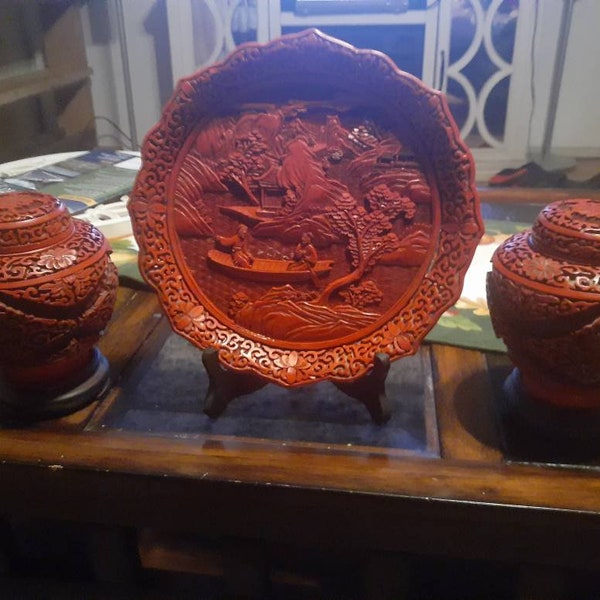 Carved Red Cinnabar - Etsy