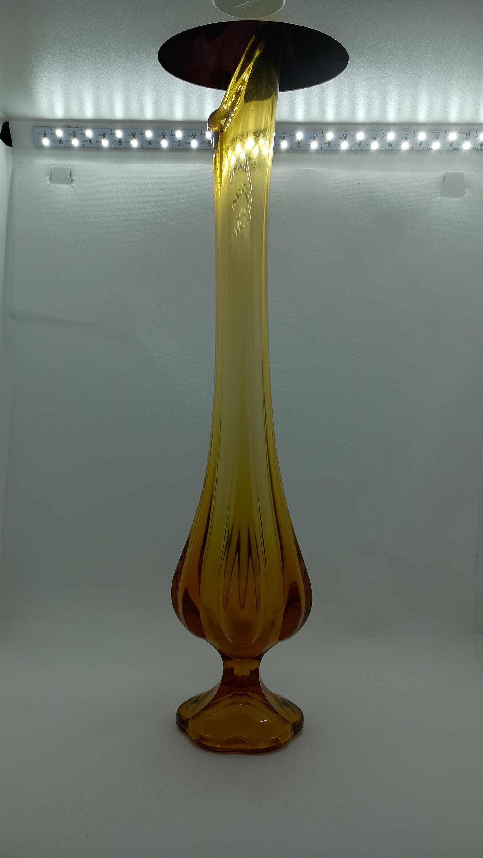 Vintage MCM Viking Swing Glass Amber Six Petal Footed Vase - Etsy