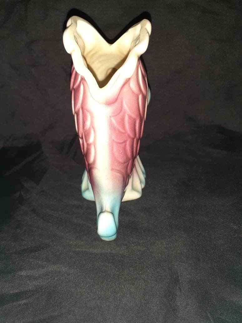 Vintage Ceramic Pink and Blue Fish Vase - Etsy