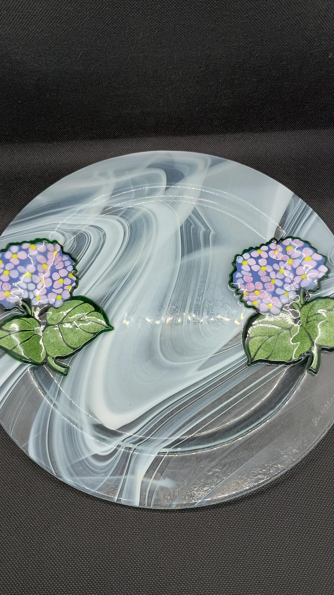 Jan Mitchel Fused Glass Hydrangea Plate - Etsy