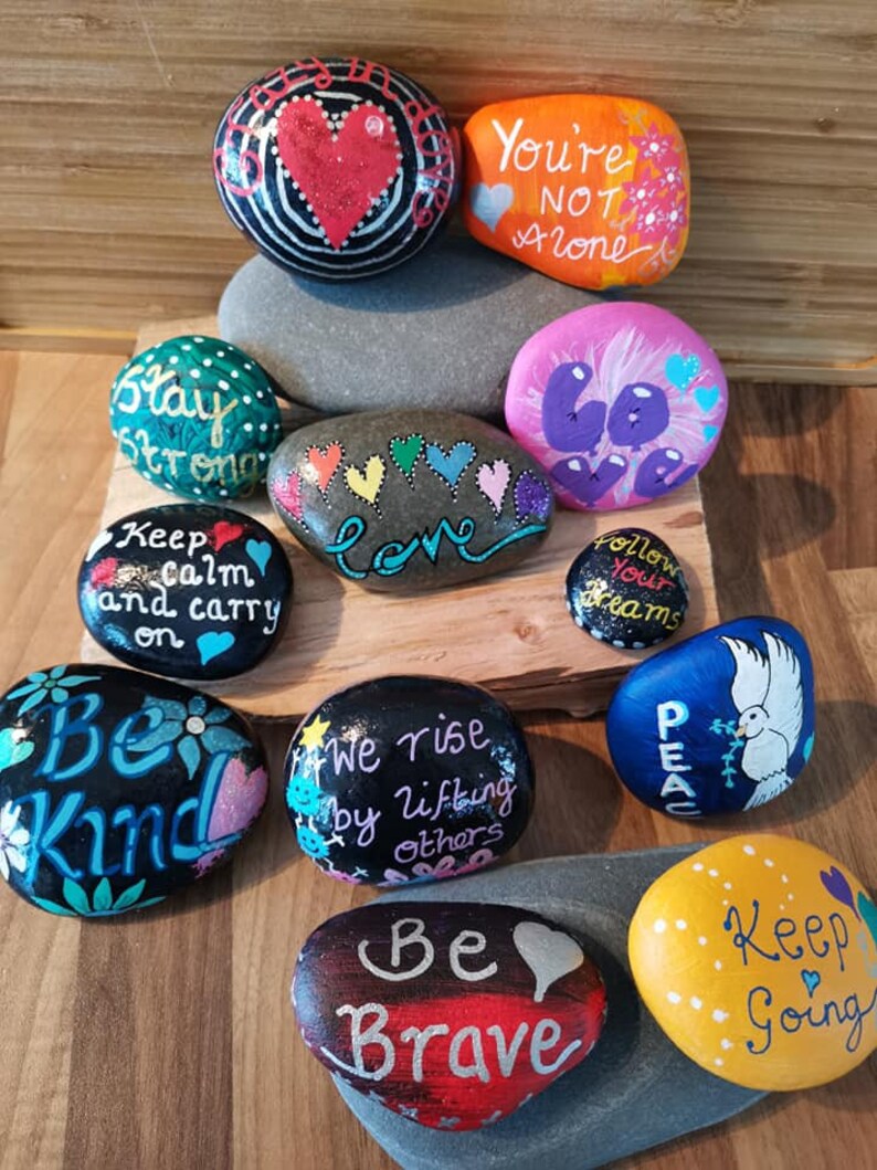 Positivity Stones pebbles rocks hope kindness love | Etsy