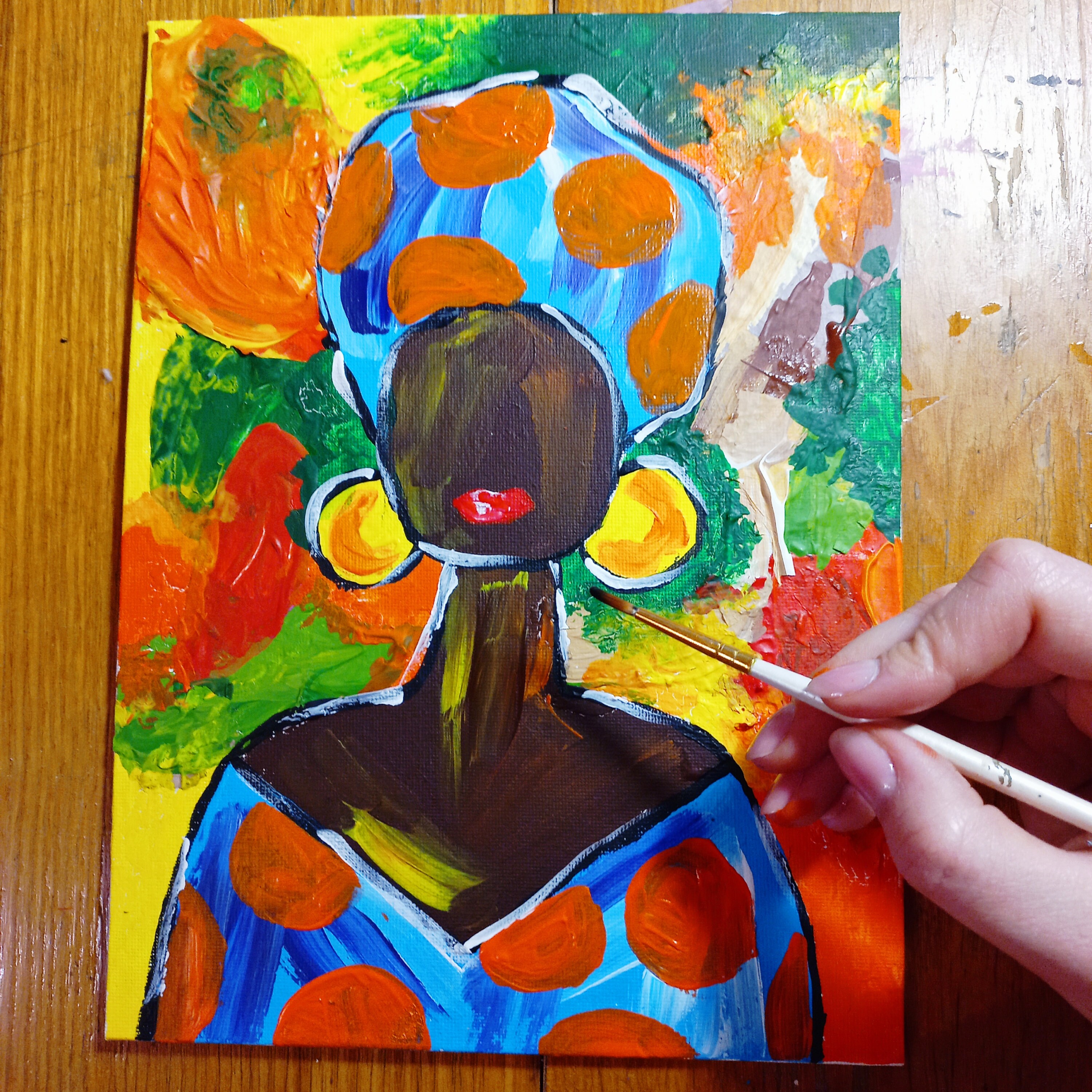 Black Woman Painting Faceless Portrait Original Art African Folk Art ...