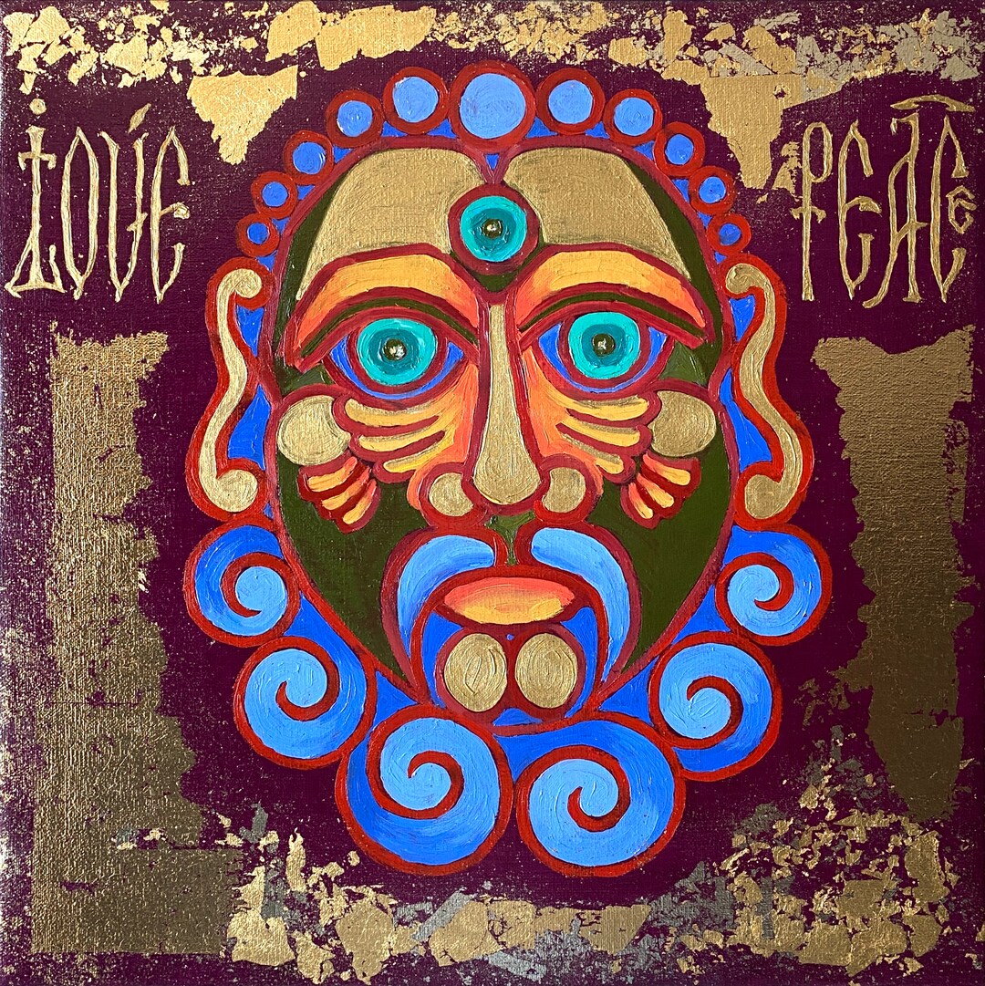 Mystical Face Painting Original Icon Style Religious Artwork Interior ...