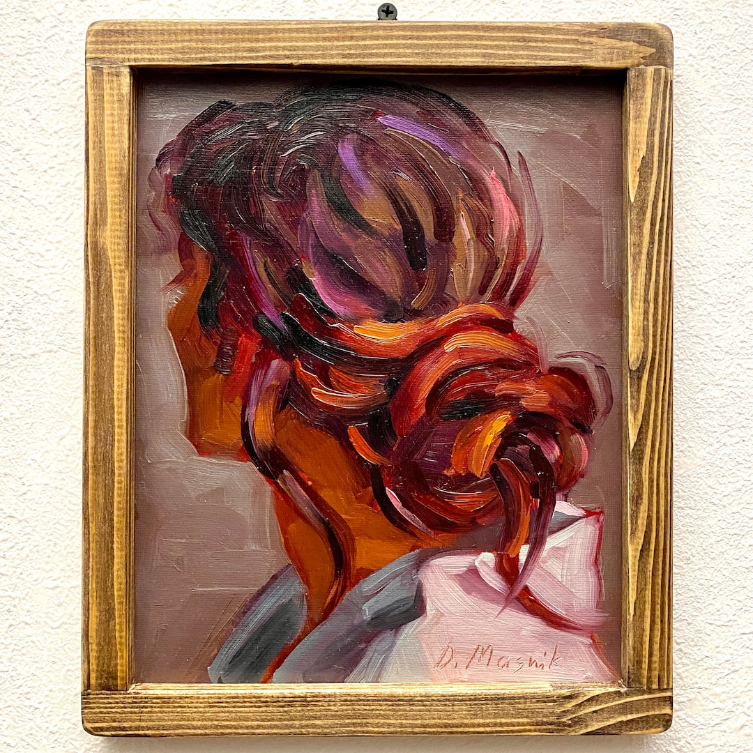 Faceless Portrait Painting Woman Original Art Hairstyle Artwork Oil on ...