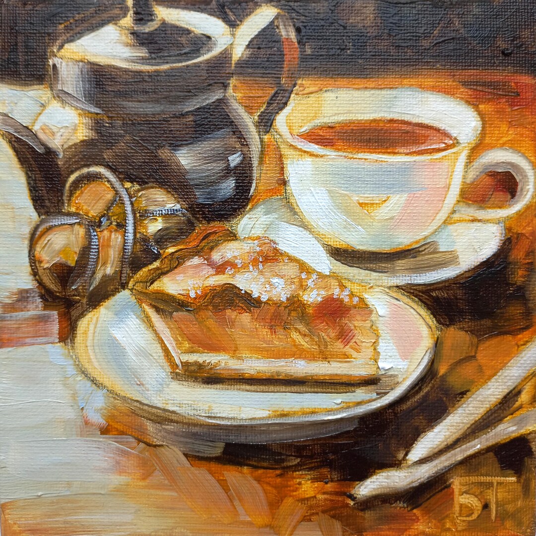 Cheesecake Painting Food Original Art Kitchen Wall Artwork 6x6" - Etsy