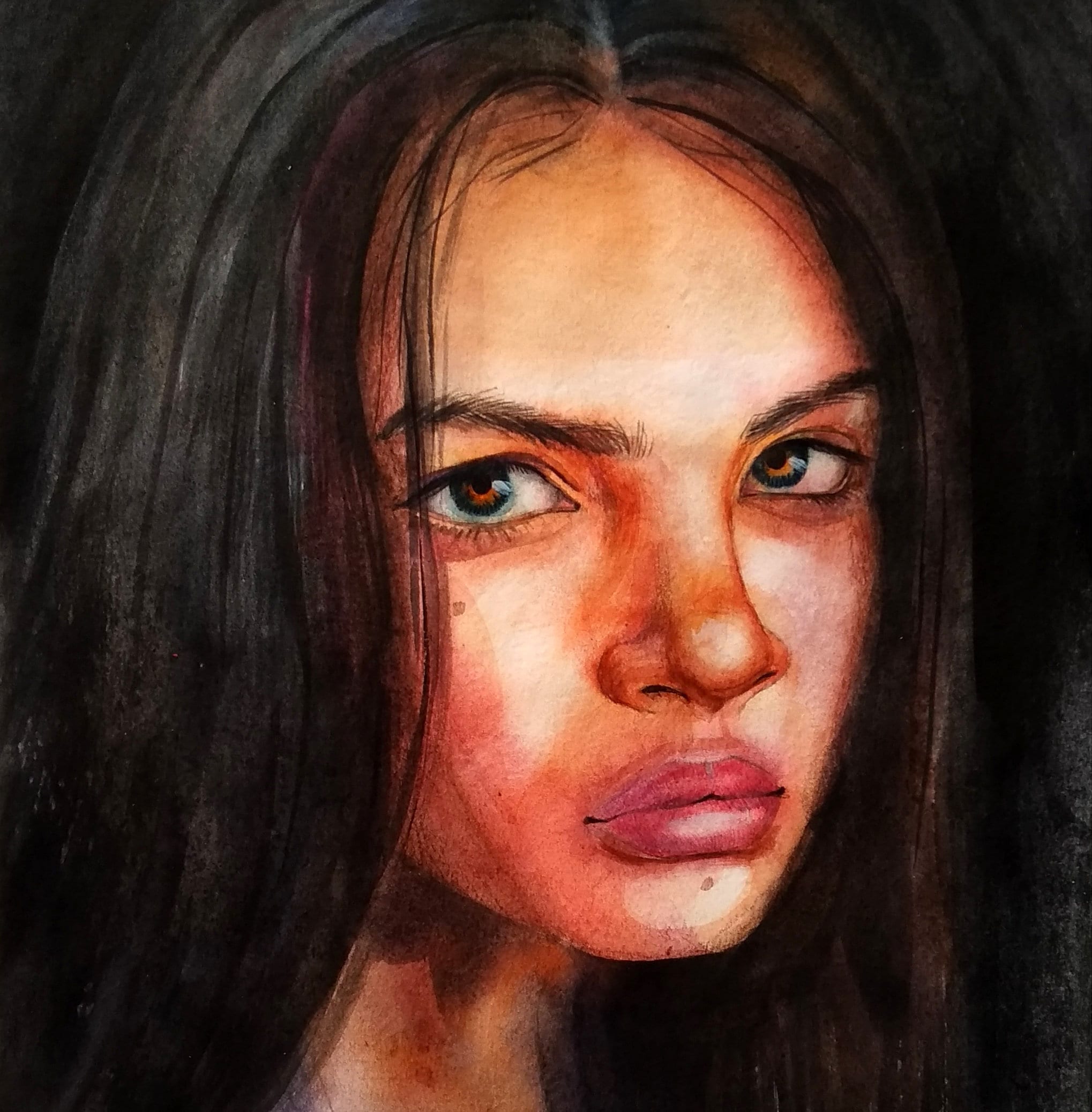 Sad Girl Painting Female Original Art Woman Portrait 88 Inches - Etsy