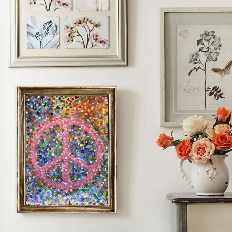 Peace Sign Painting Pacific Symbol Original Art Conceptual Artwork ...
