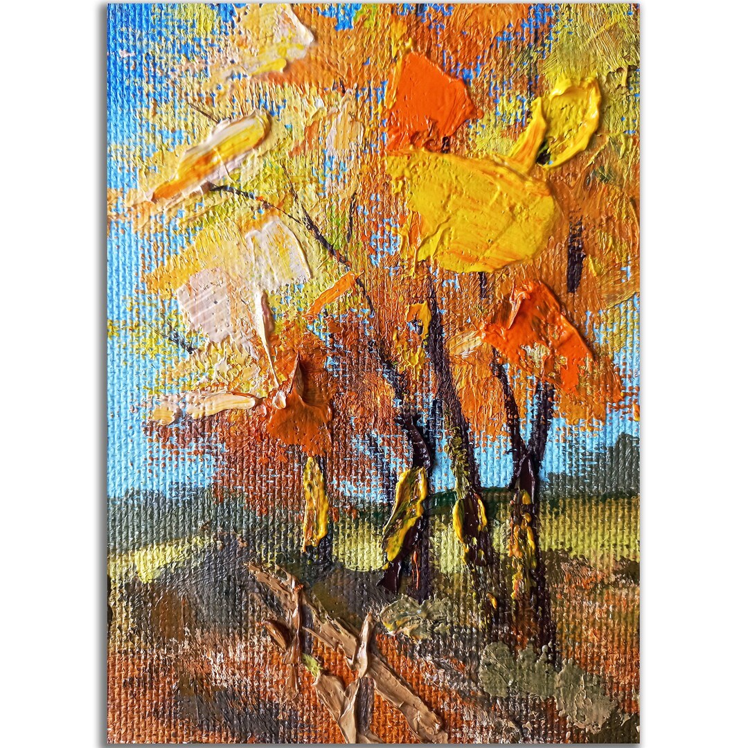 Wisconsin Painting Landscape Original Art Autumn Trees Artwork 5x7 Fall ...
