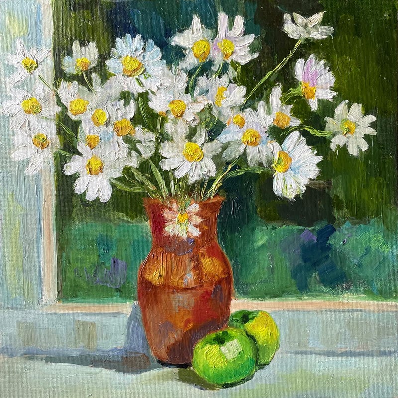 White Daisy Painting - Etsy
