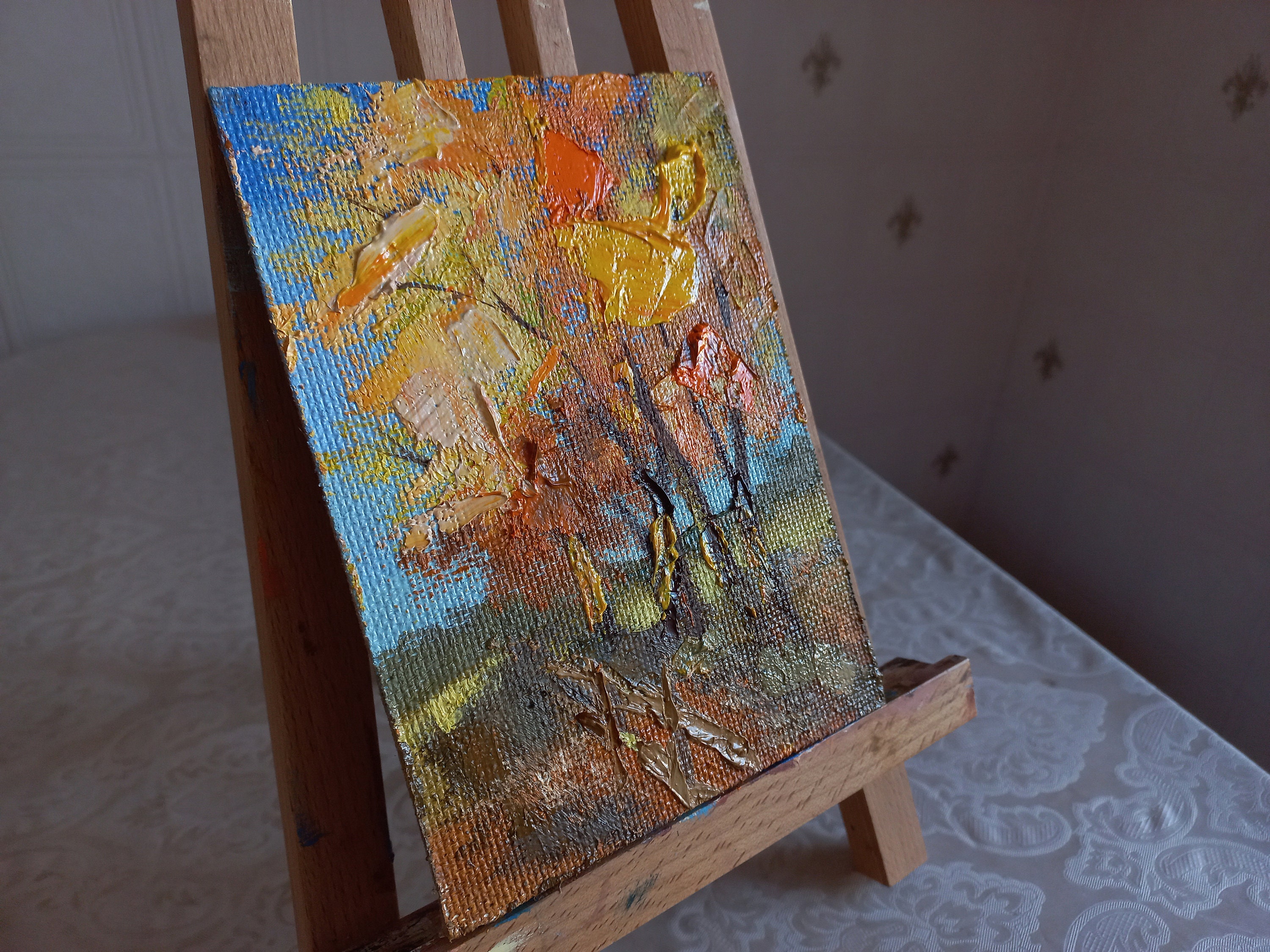 Wisconsin Painting Landscape Original Art Abstract Trees Autumn Wall ...