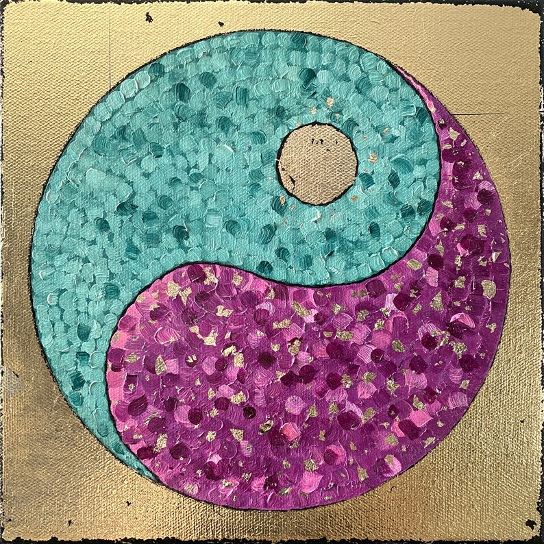 Yin Yang Painting Feng Shui Original Art Good Luck Symbol Artwork Oil ...