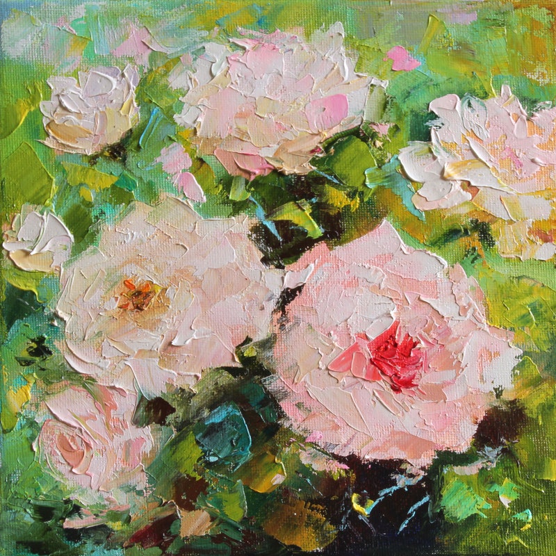 Pink Flower Painting - Etsy
