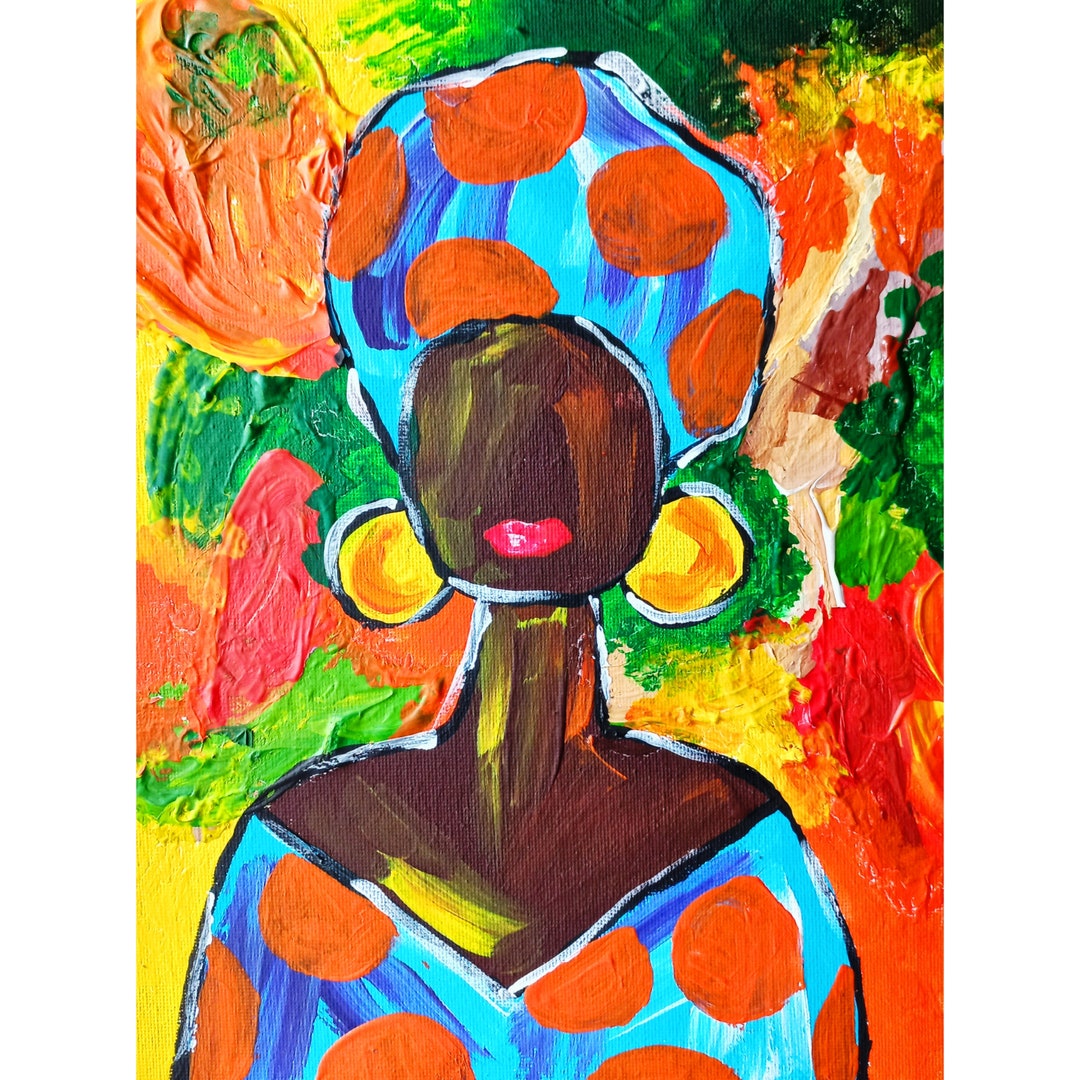 Black Woman Painting Faceless Portrait Original Art Fine Art 7 by 9.5 ...