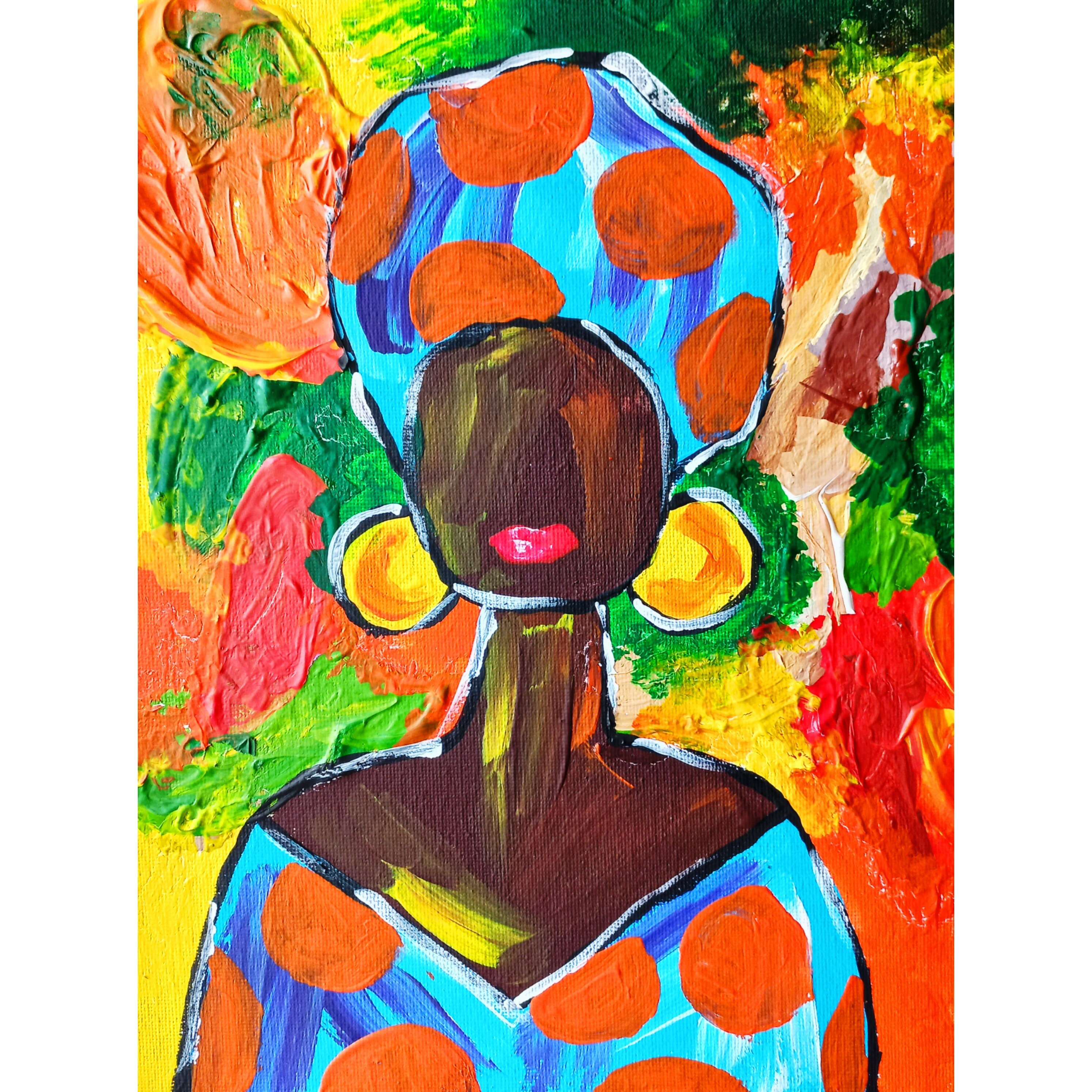 Black Woman Painting Faceless Portrait Original Art African Folk Art ...