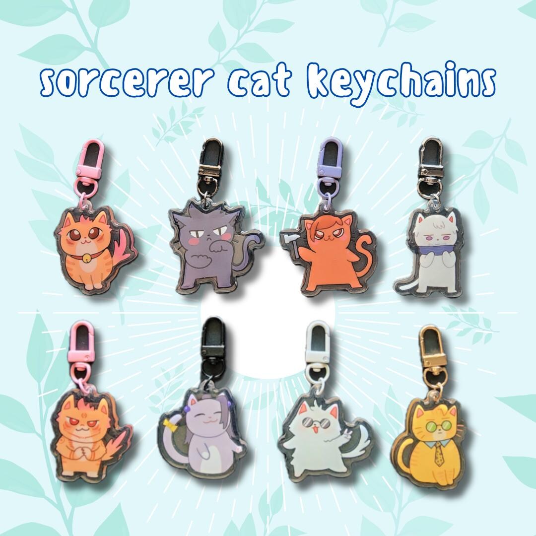 Cute Sorcerer Cats Keychains | 2-inch Acrylic Double-sided Charms - Etsy