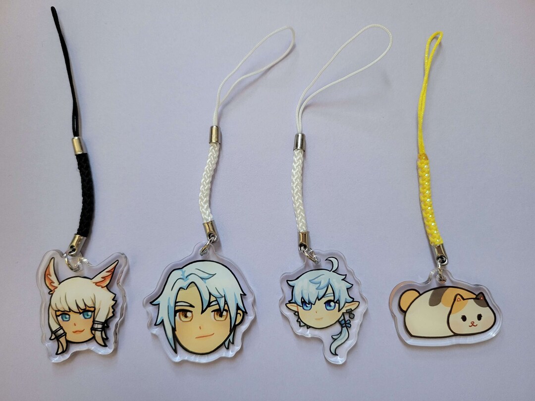 FFXIV Character Acrylic Phone Charms Keychains Double-sided Video Game ...