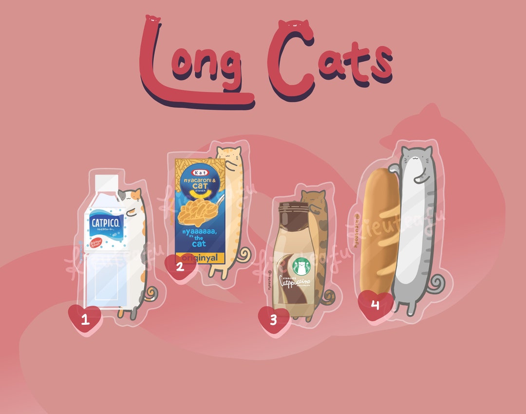 Long Cats Stickers Clear Vinyl Stickers - Etsy