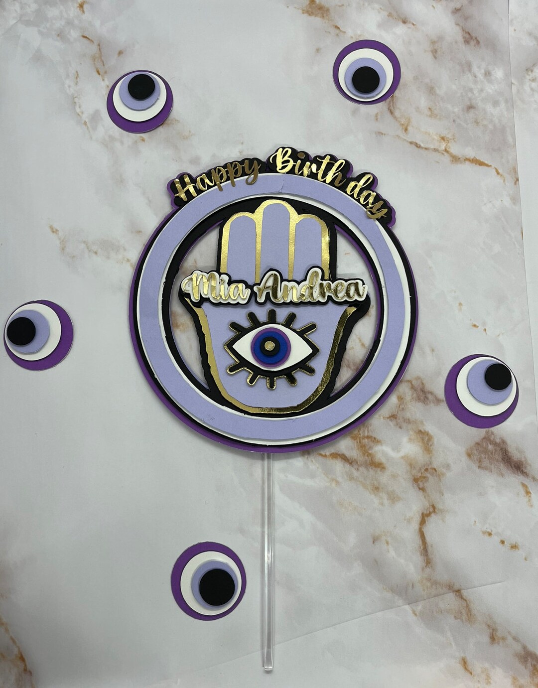 Evil Eye Cake Topper, Hamsa Party Decor, Personalized Birthday Cake ...