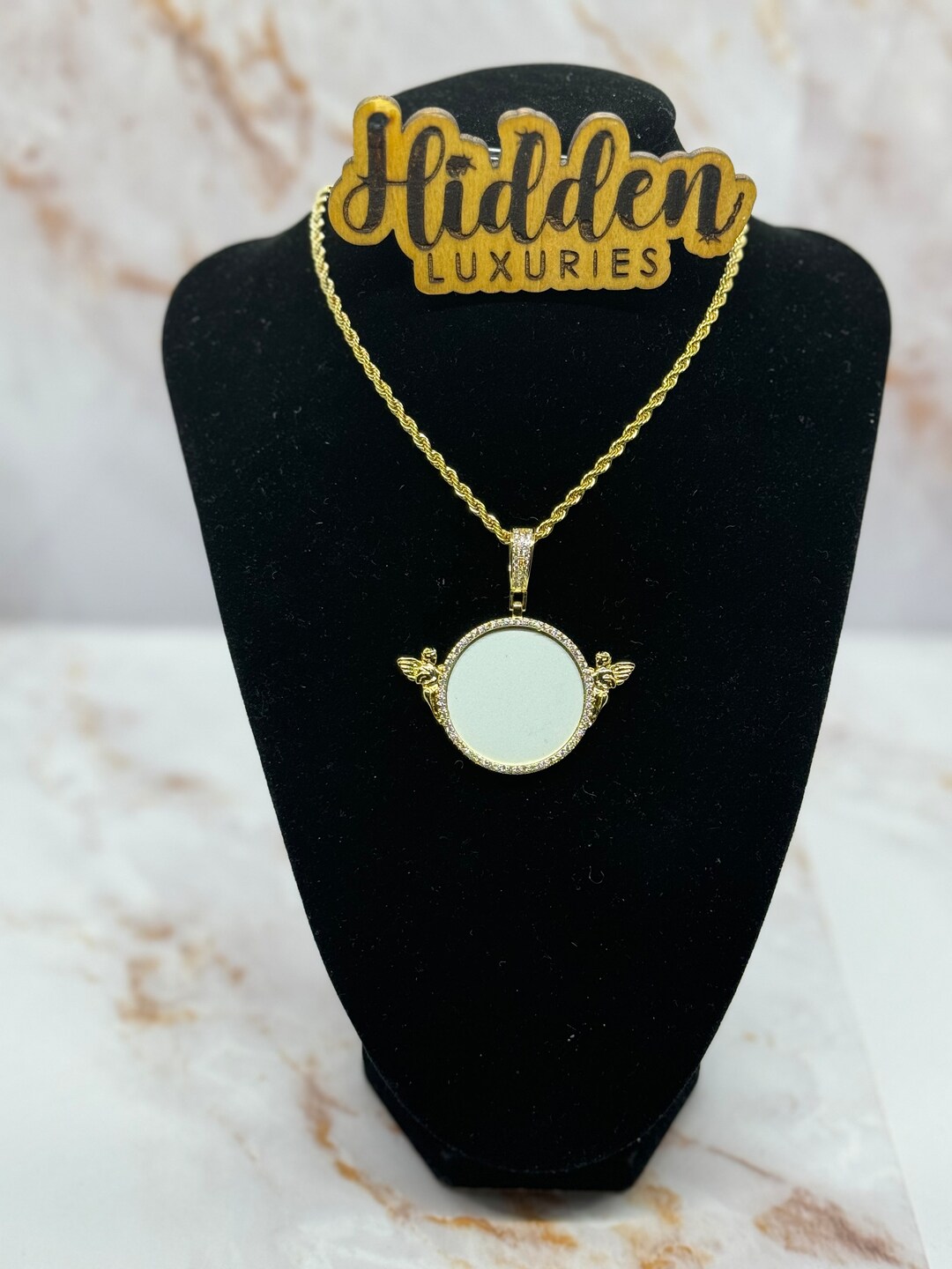 Personalized Diamond Angel Photo Necklace, Memorial Necklace ...