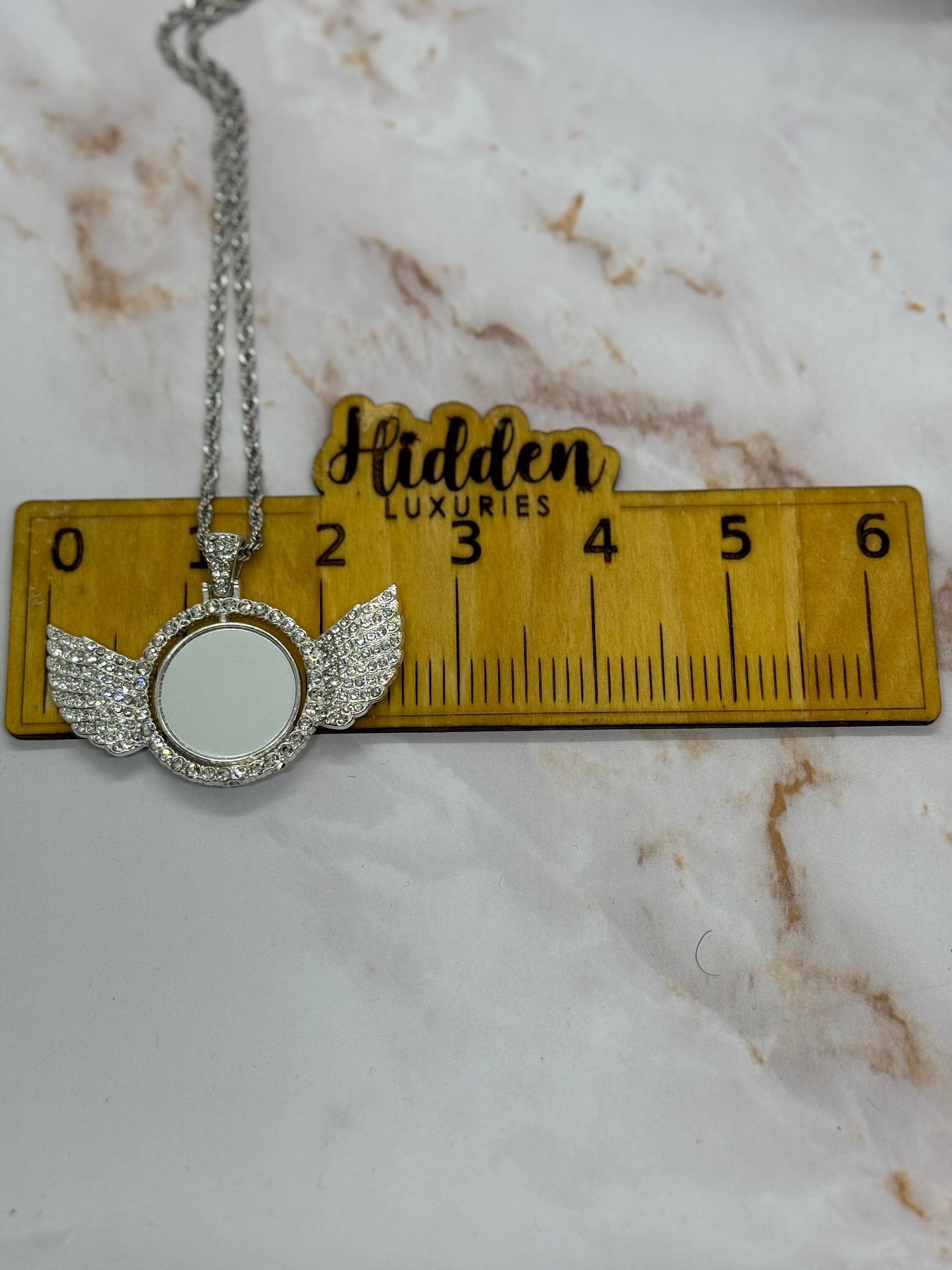 Personalized Diamond Angel Wing Photo Necklace, Memorial Necklace ...