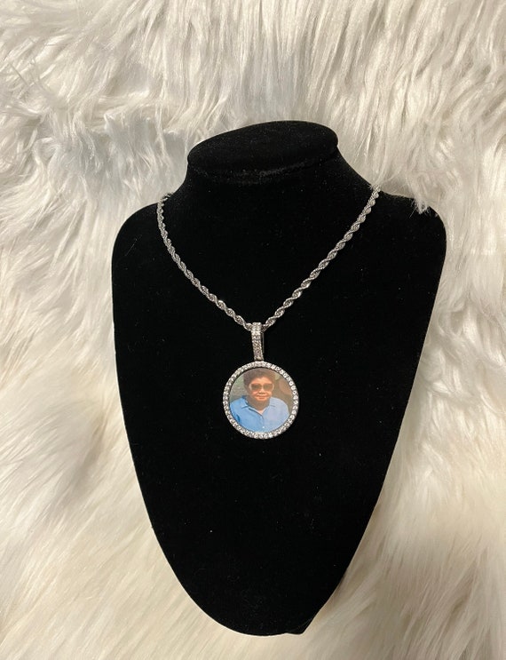 Personalized Photo Necklace Custom Photo Medallion Bling - Etsy