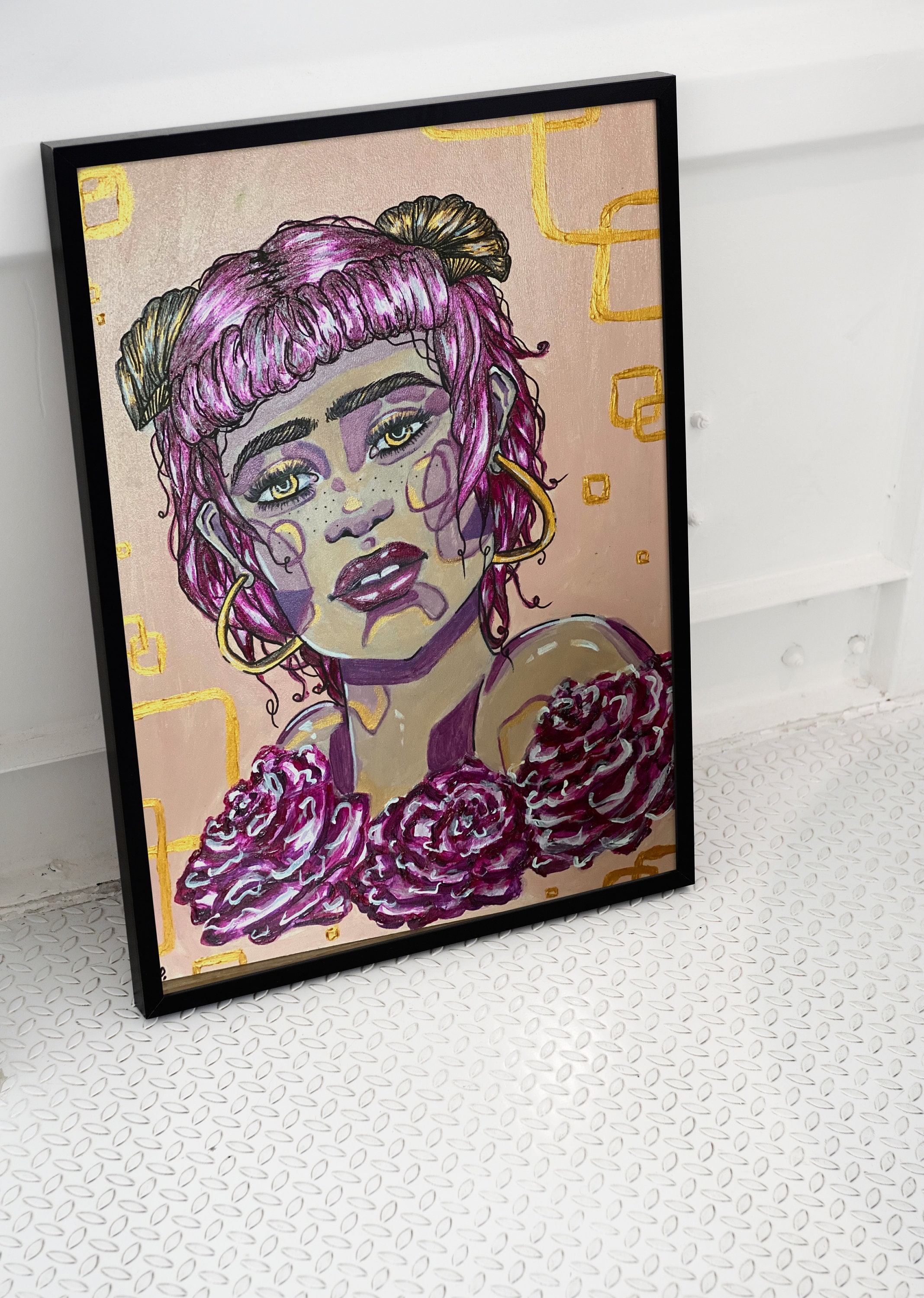 Pink Lady uit Fairytale met roze rozen 40x30 acryl op - Etsy Nederland