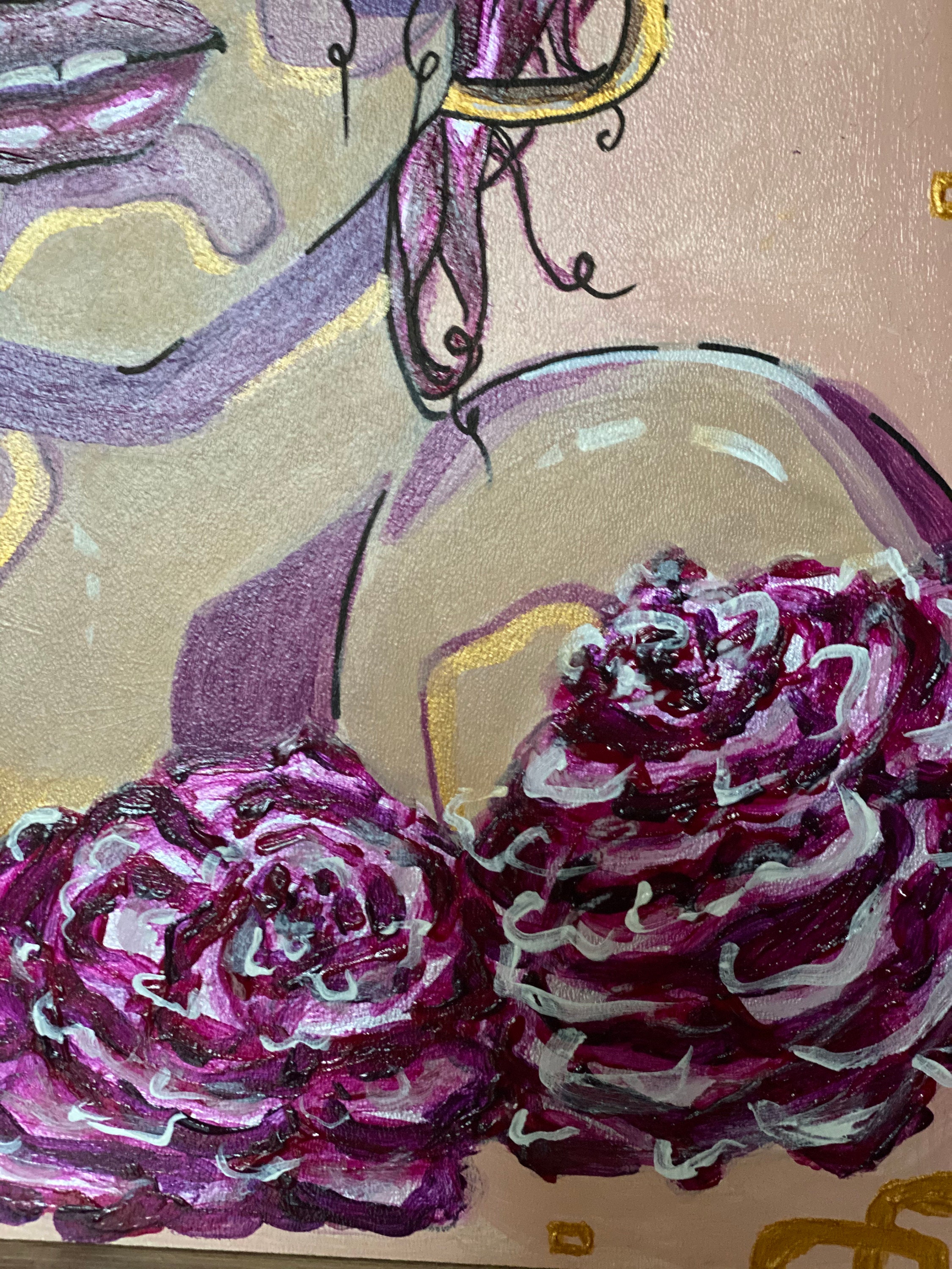 Pink Lady uit Fairytale met roze rozen 40x30 acryl op - Etsy Nederland