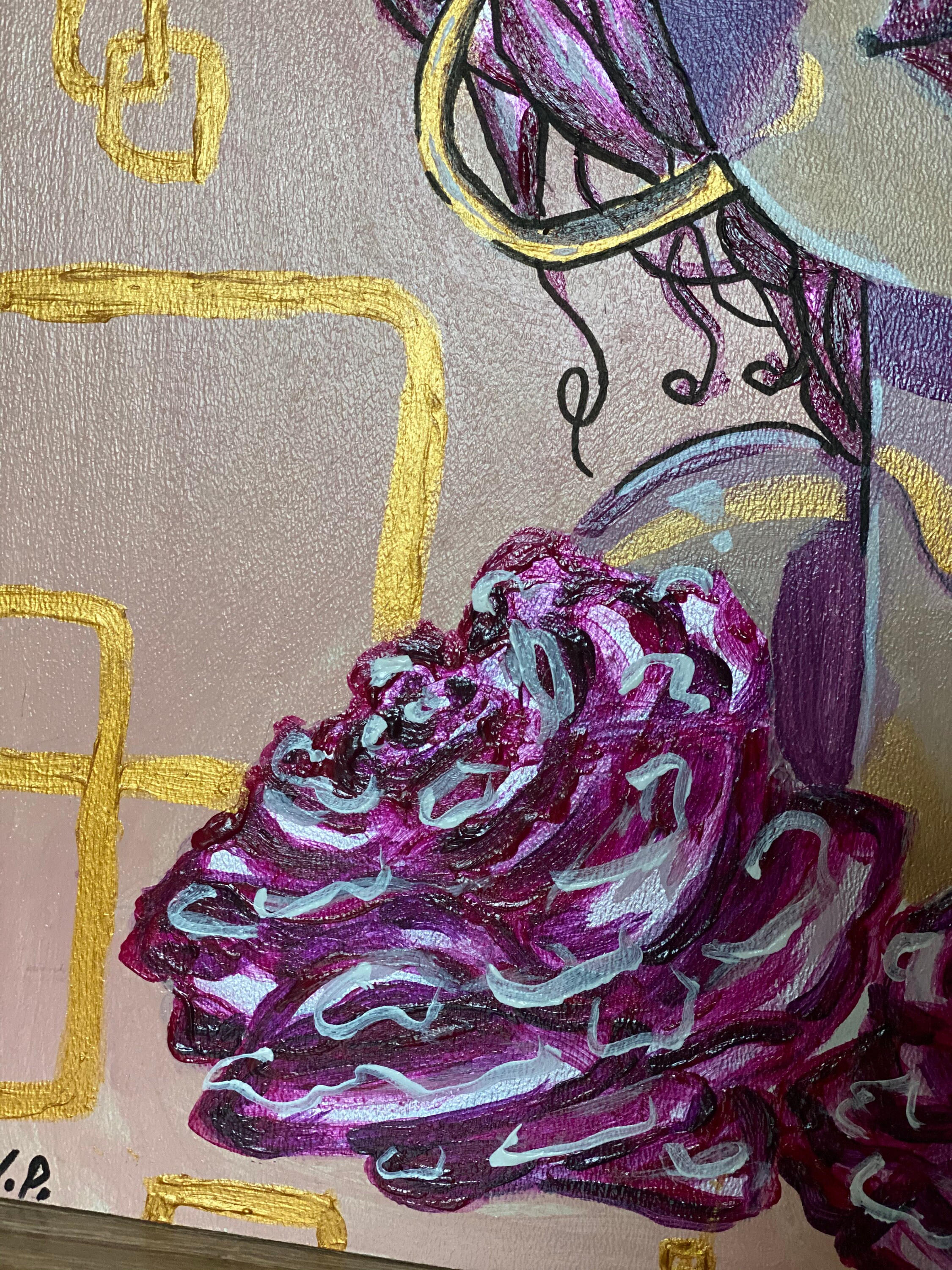 Pink Lady uit Fairytale met roze rozen 40x30 acryl op - Etsy Nederland