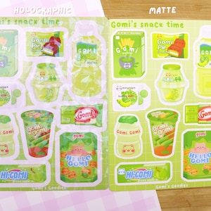 Gomi's Snack Time | Matte / Holographic Sticker Sheet - Cute Stationary ...