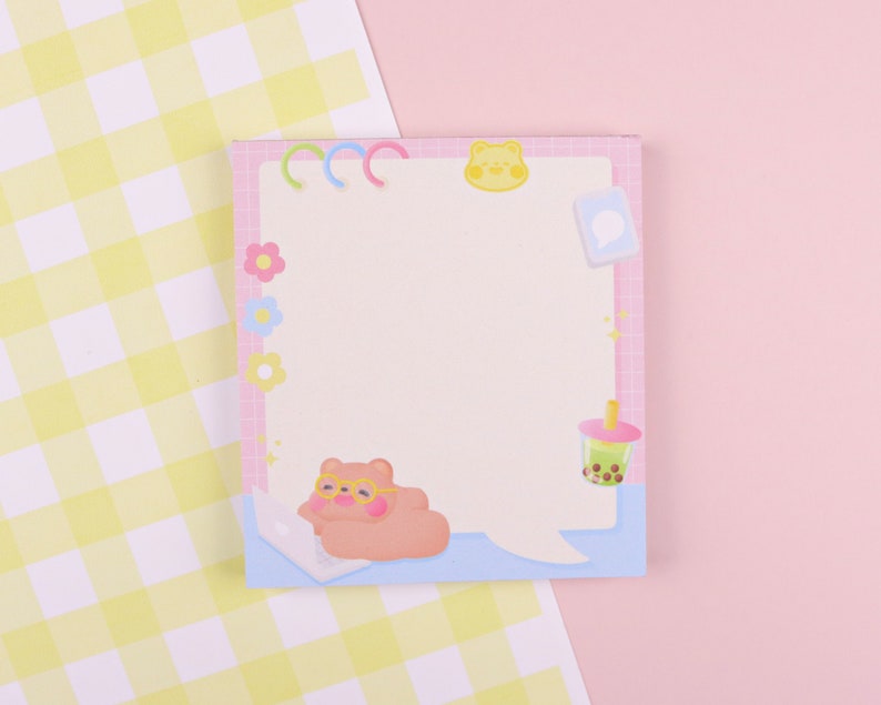 Gomi's Notes | Memo Pad - Cute Bear Memo Pad- Kawaii Stationary ...