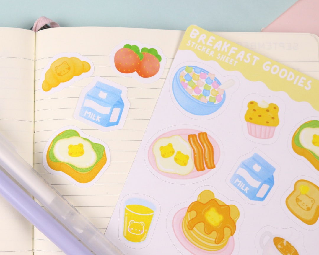 Breakfast Goodies | Matte Sticker Sheet - Cute Stationary - Kawaii ...