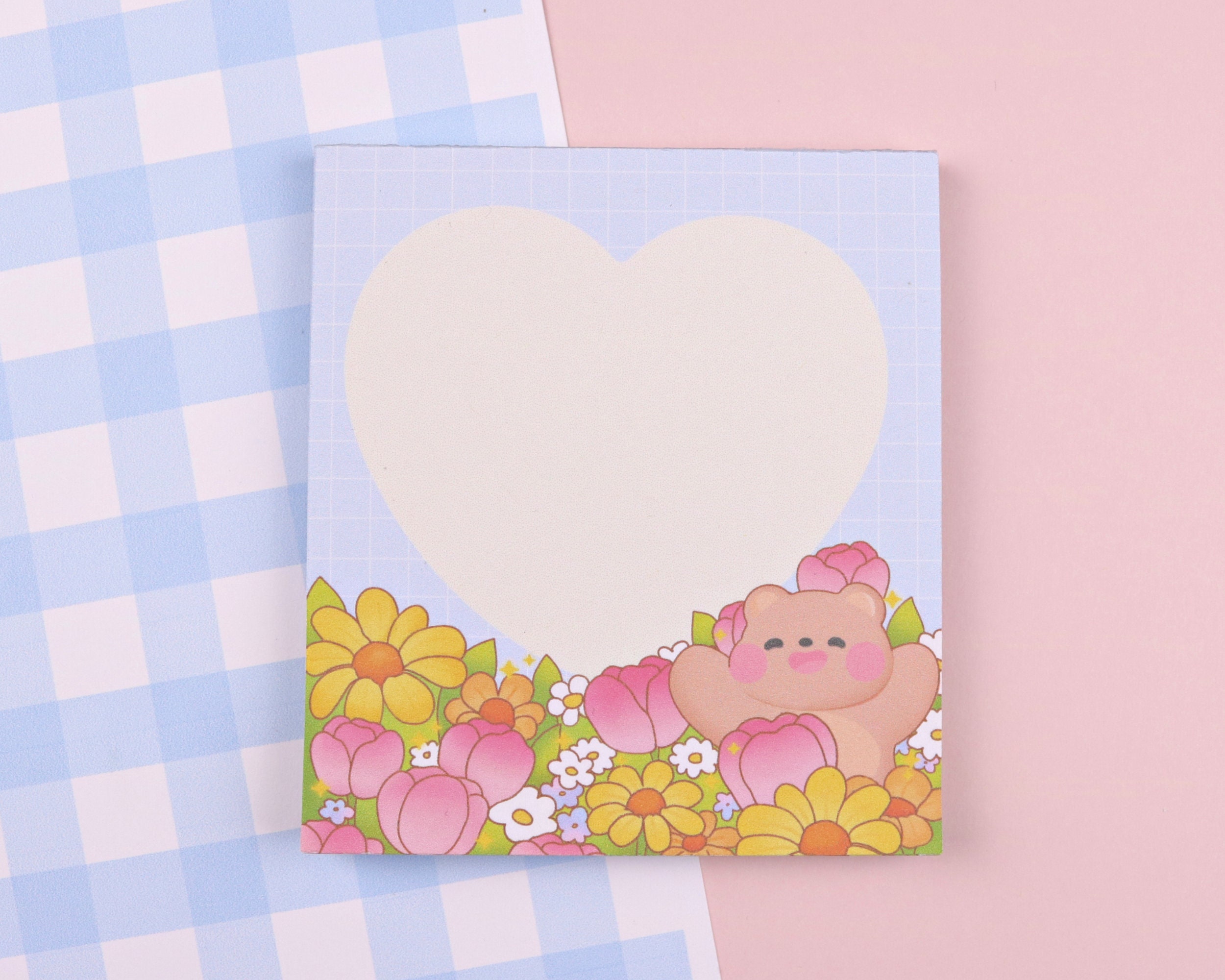 Gomi's Spring Flowers | Memo Pad - Cute Bear Memo Pad- Kawaii ...