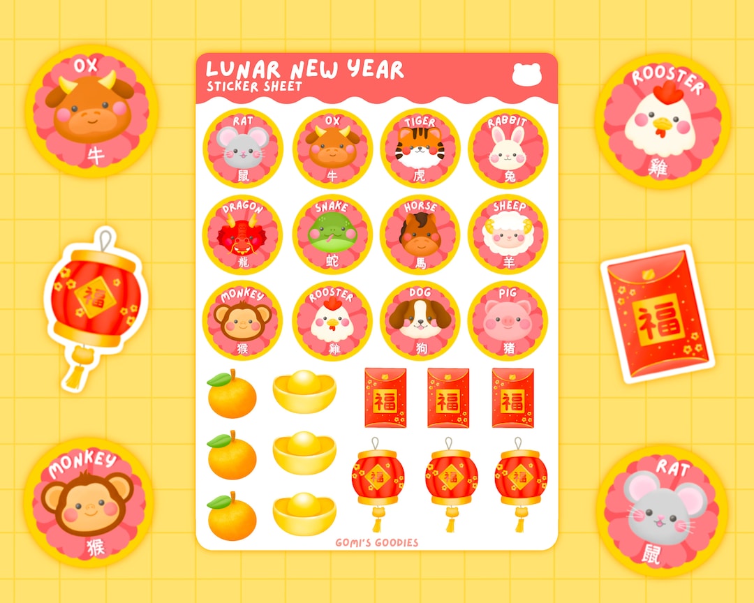 Lunar New Year | Matte Sticker Sheet - Cute Stationary - Kawaii Sticker ...