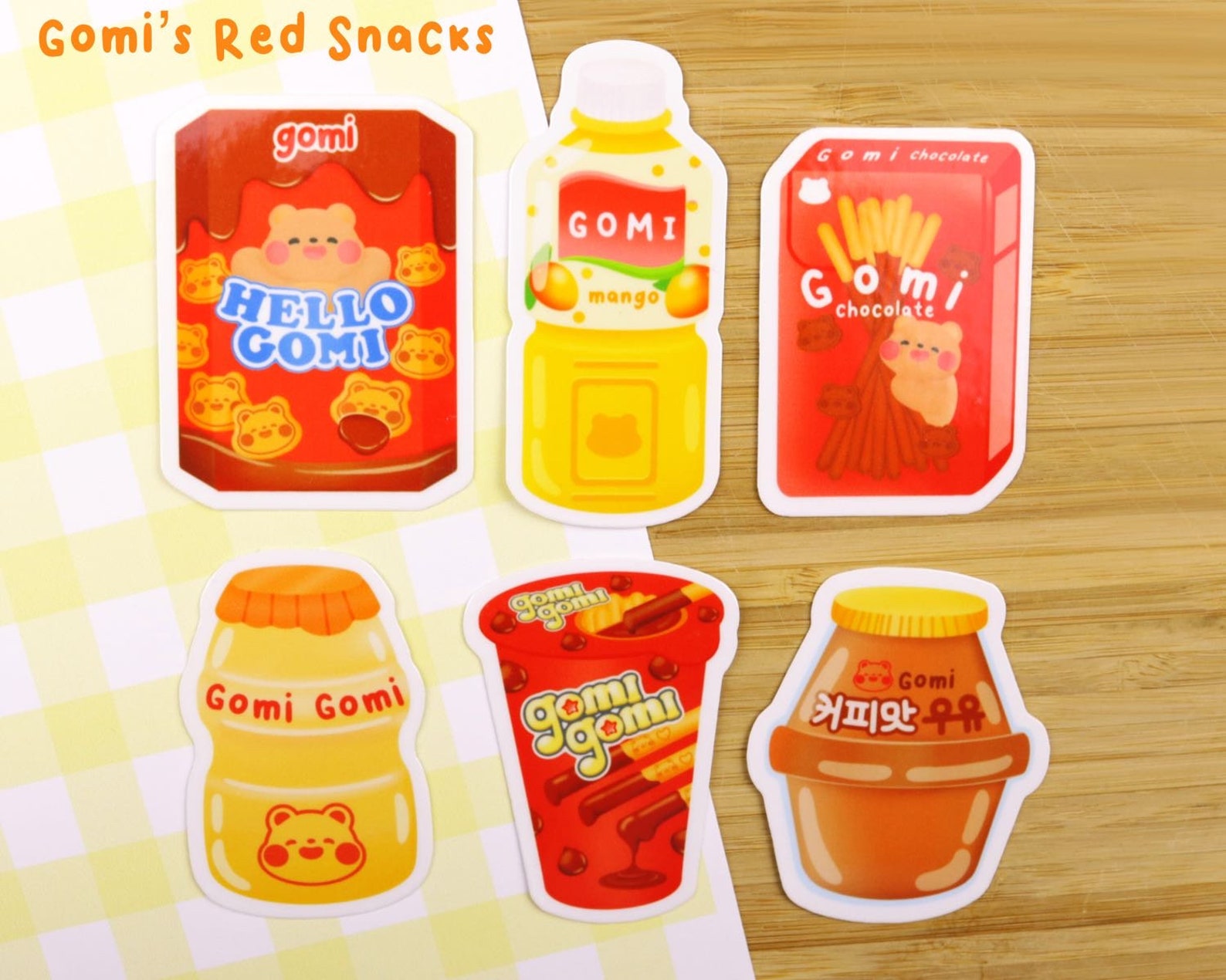 Gomi’s Snack Packs | Glossy Vinyl Sticker Flakes - Cute Glossy Sticker ...