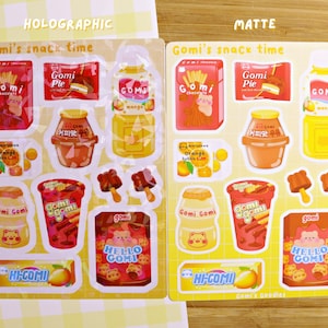 Gomi's Snack Time | Matte / Holographic Sticker Sheet - Cute Stationary ...