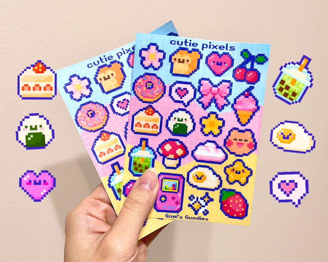 Cutie Pixels | Clear Glossy Sticker Sheet - Cute Stationary - Kawaii ...