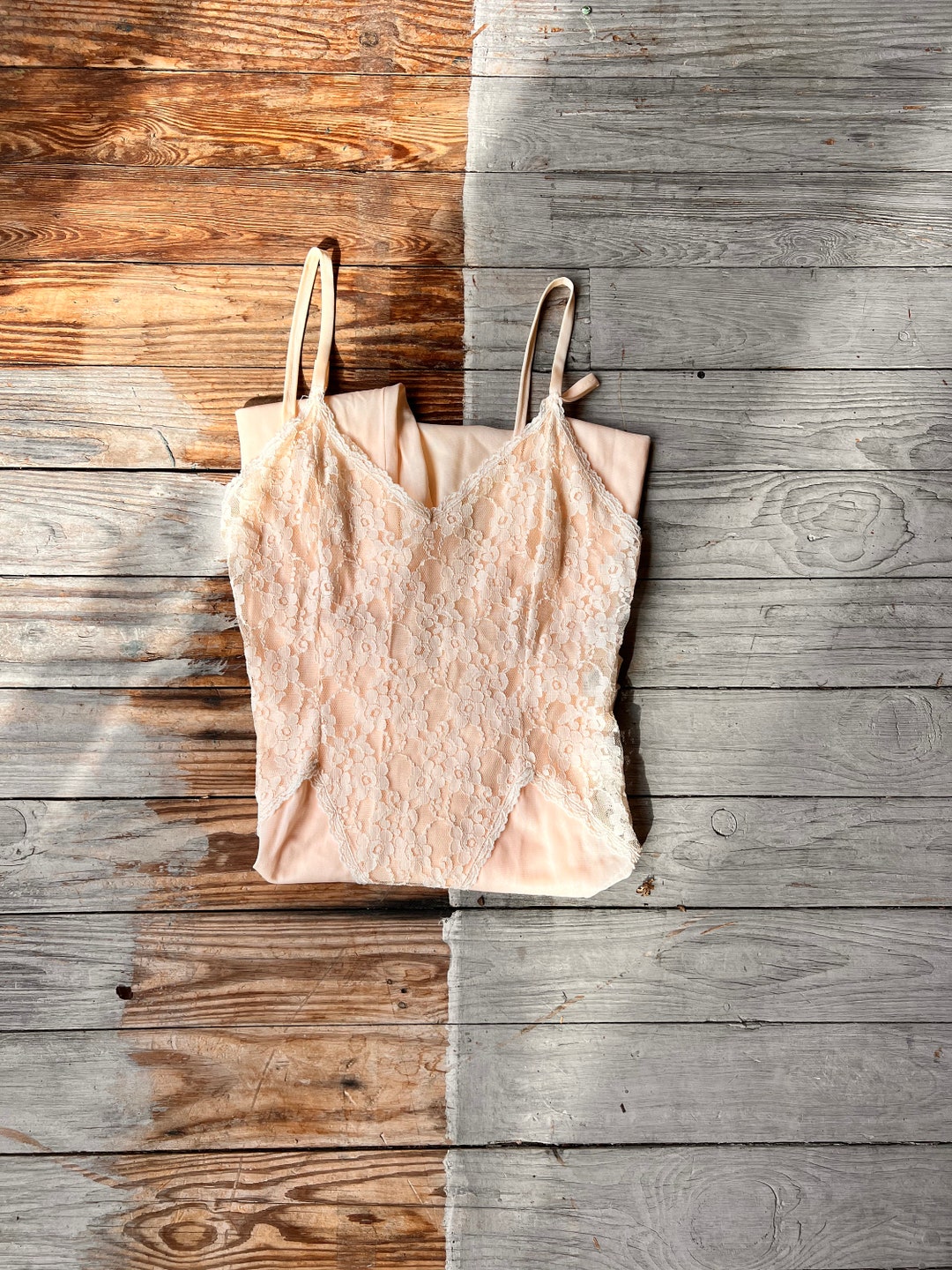 Vintage 40s Negligee, Dusty Pink Slip and Lace Trimming - Etsy