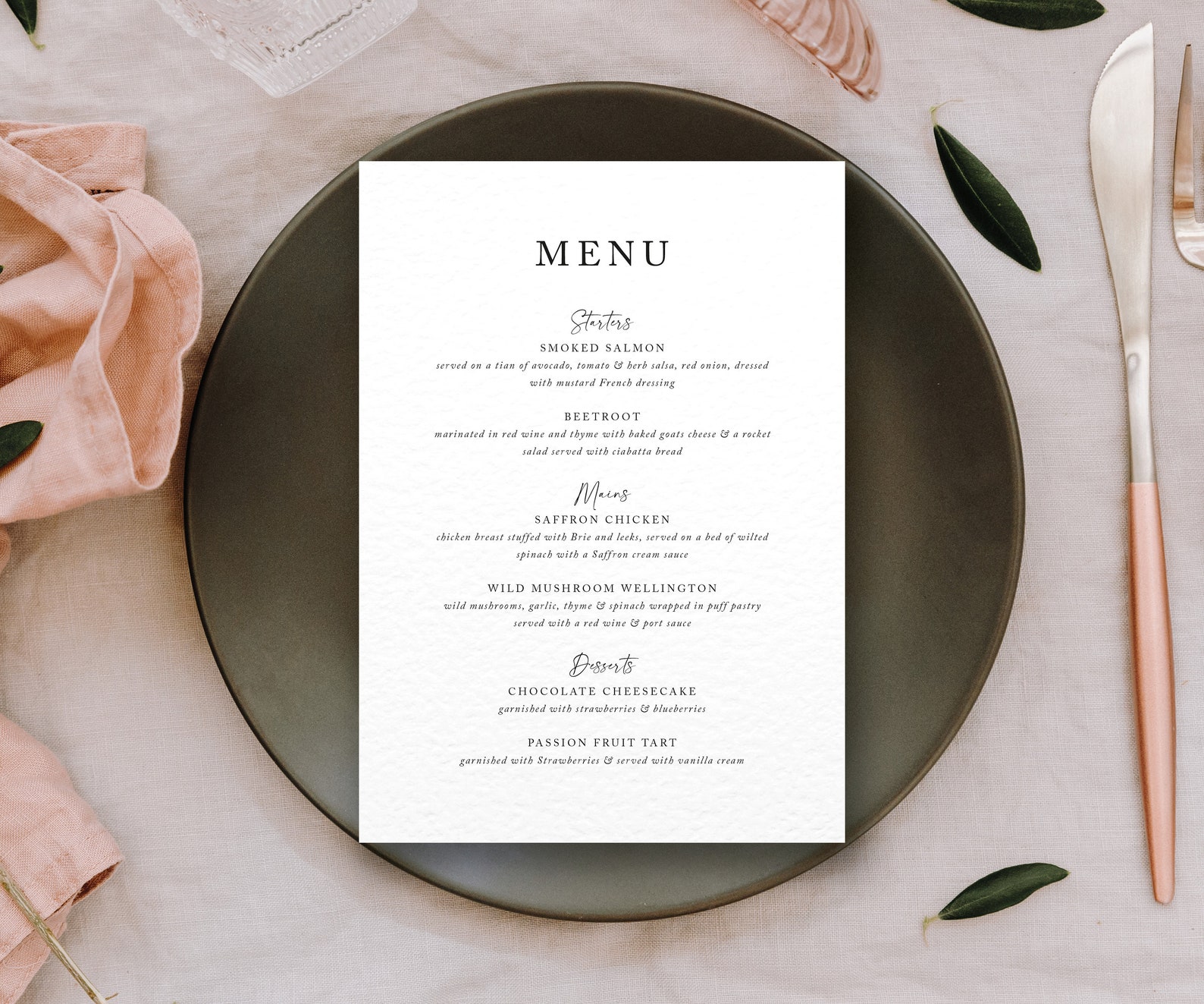 Wedding Menu Simple Wedding Menu Wedding Dinner Menu | Etsy