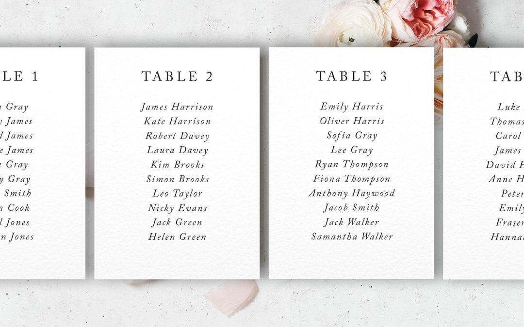 Printed Table Plan Cards, Wedding Seating Plan, Bella - Etsy UK