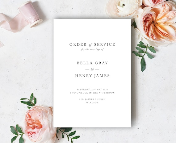 Order of Service Elegant Simple Order of Service Booklets - Etsy UK