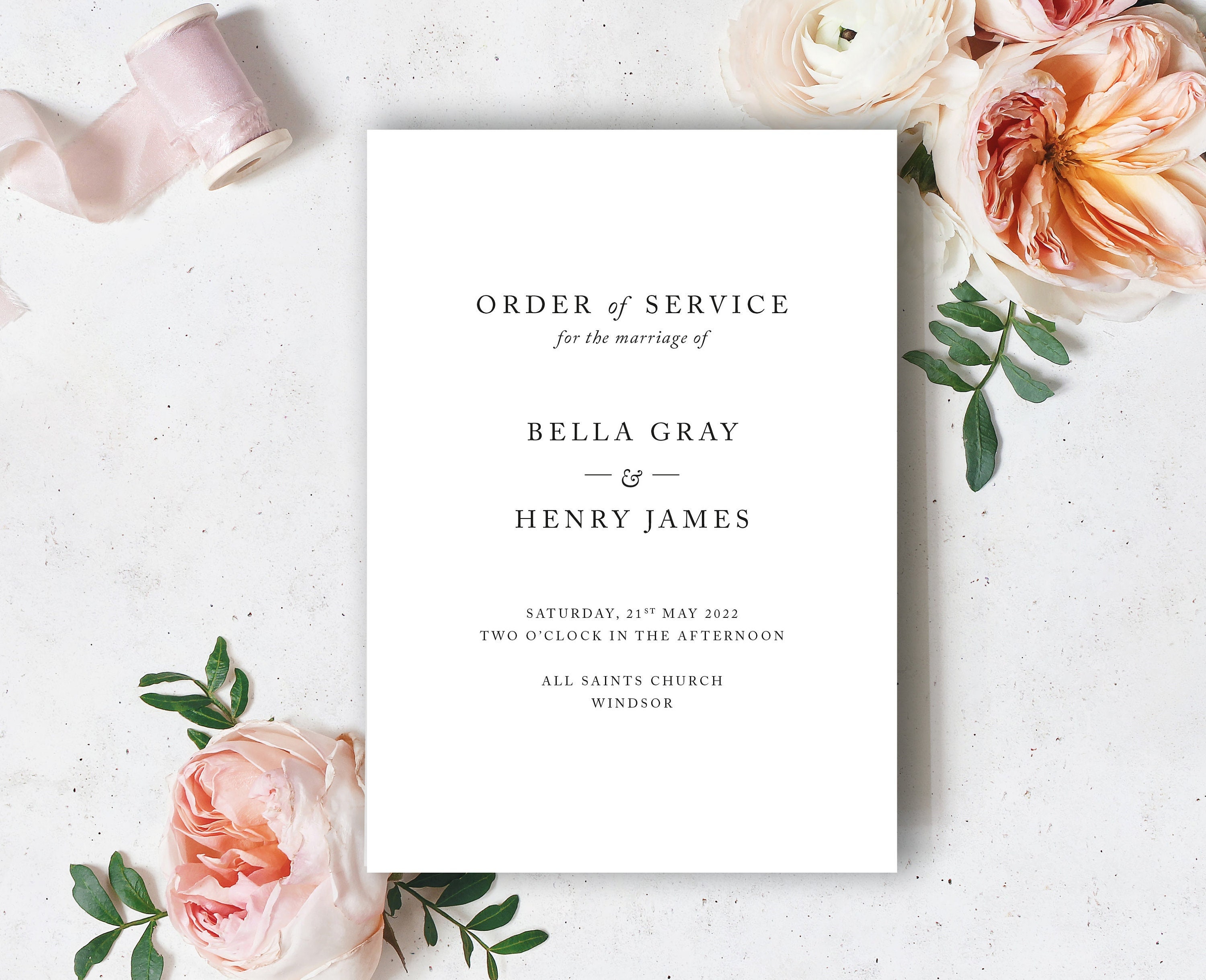 Order of Service Elegant Simple Order of Service Booklets - Etsy UK